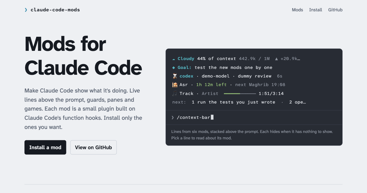 Claude Code mods: plugins for context, usage, reviews and more
